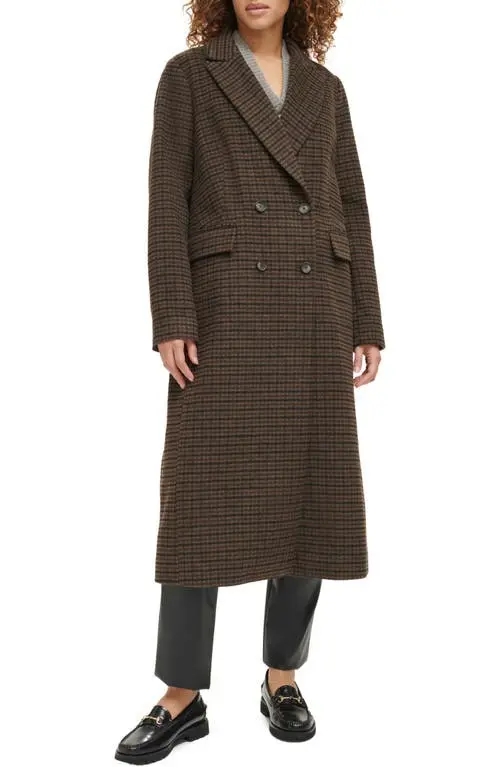 LEVI'S Houndstooth Check Double Breasted Long Coat