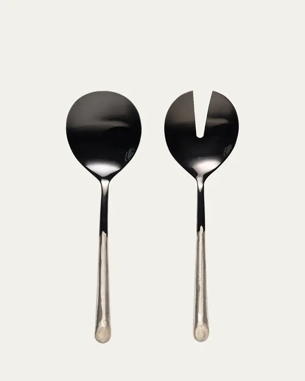 DANIEL VAN DIJCK Black And Silver Salad Server Set