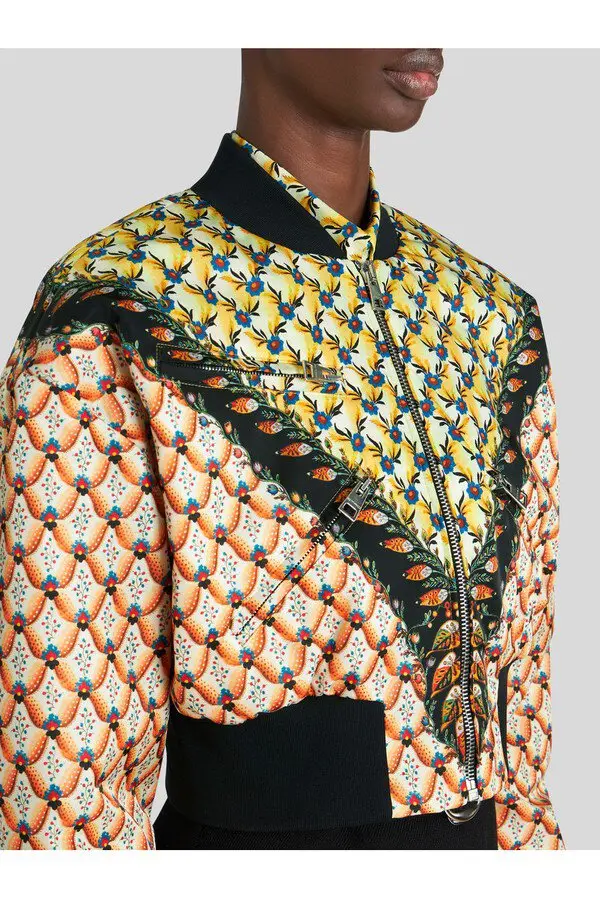 Etro Cropped Floral Bomber Jacket - Orange | Editorialist