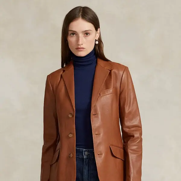 Ralph Lauren Lambskin Hacking Blazer - Saddle