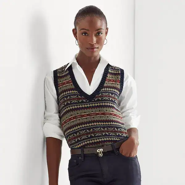 Ralph Lauren Fair Isle V-Neck Sweater Vest In Multi 24% Off
