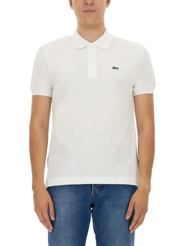 White Lacoste Polo Slim Fit Lacoste Polo With Logo In White 37