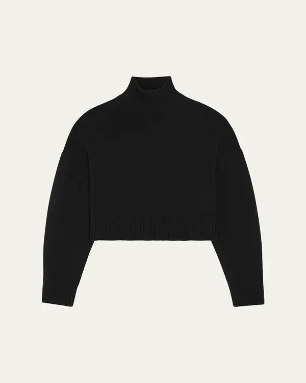 Theory Cropped Cashmere Pullover Sweater - Blk