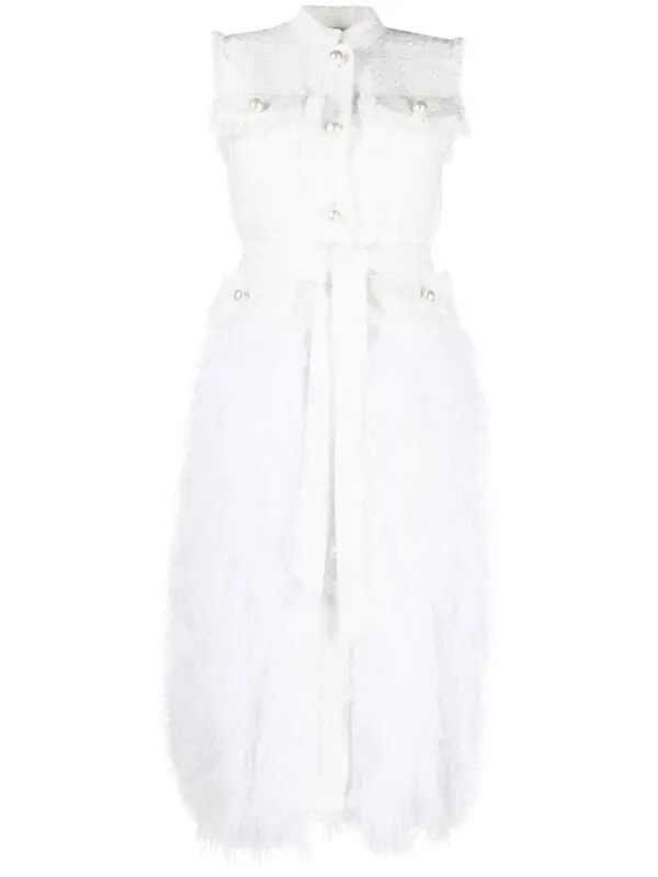 Huishan Zhang Feather-trim Tweed Dress