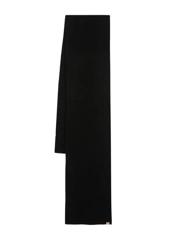 Woolrich Logo-patch Ribbed Scarf - Black