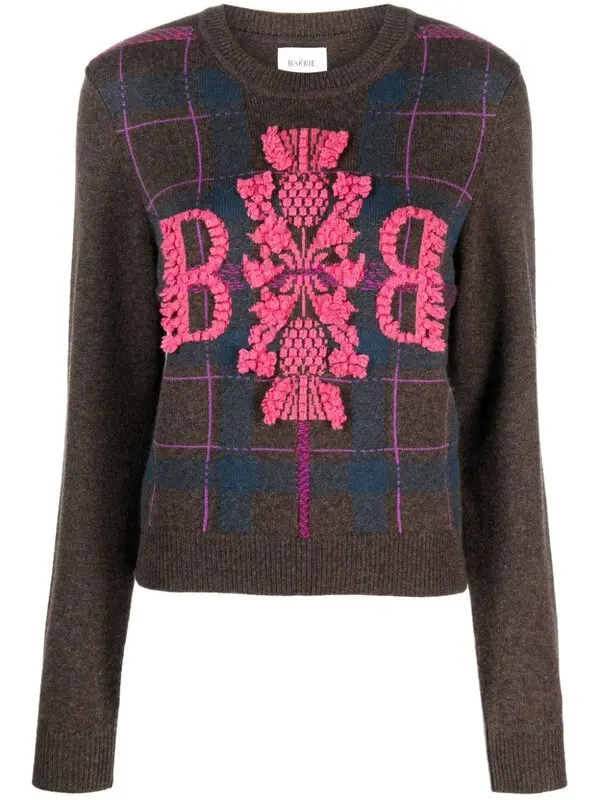 BARRIE 3d Logo-detail Cashmere Jumper - Brown
