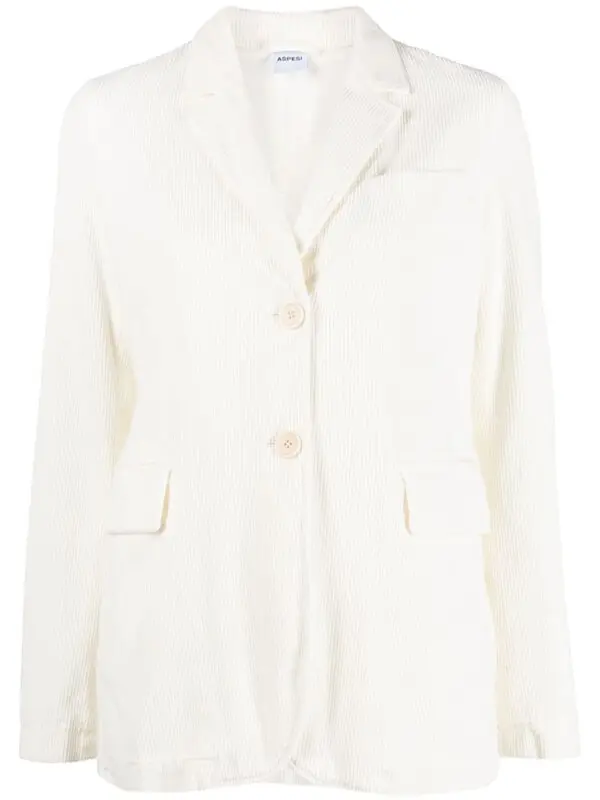 Aspesi Corduroy Notched Lapel Blazer - White