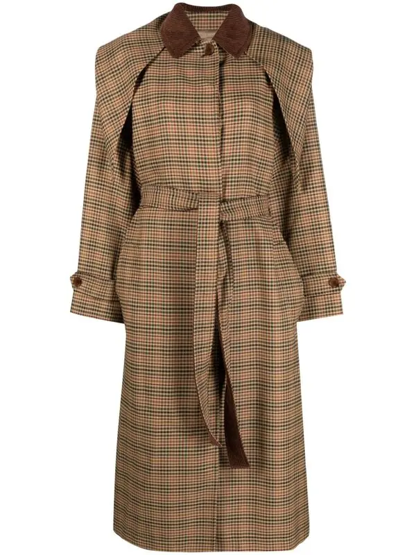 Kenzo Prince Of Wales-pattern Belted Trench Coat