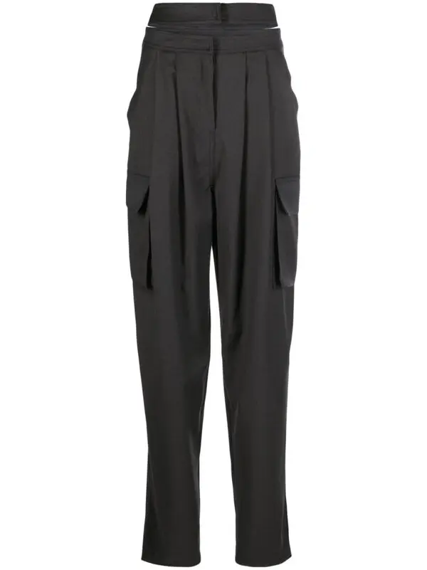 ANDREĀDAMO Pleated Cut-out Cargo Trousers - Grey