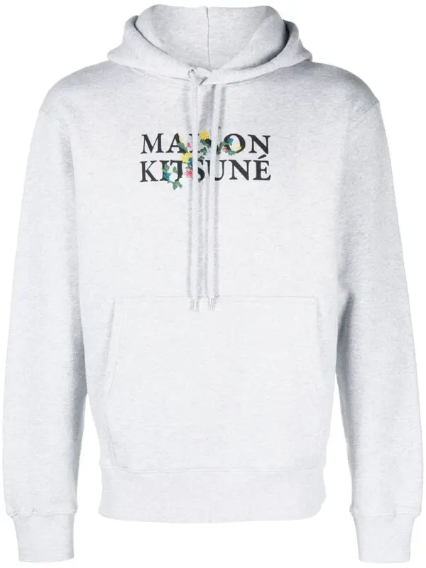 Maison Kitsuné Logo-print Drawstring Cotton Hoodie