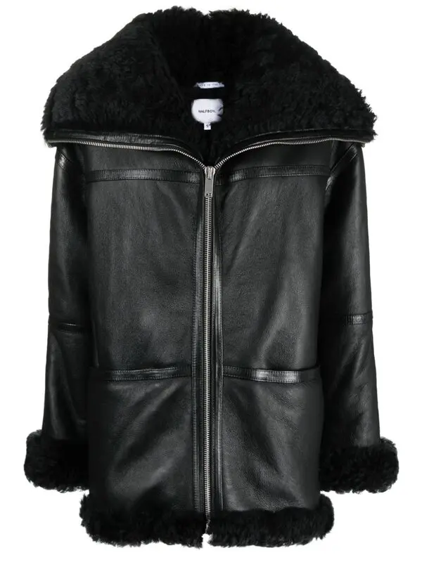HALFBOY Panelled Zip-up Leather Jacket