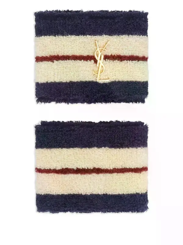 Saint Laurent Striped Terrycloth Wristbands