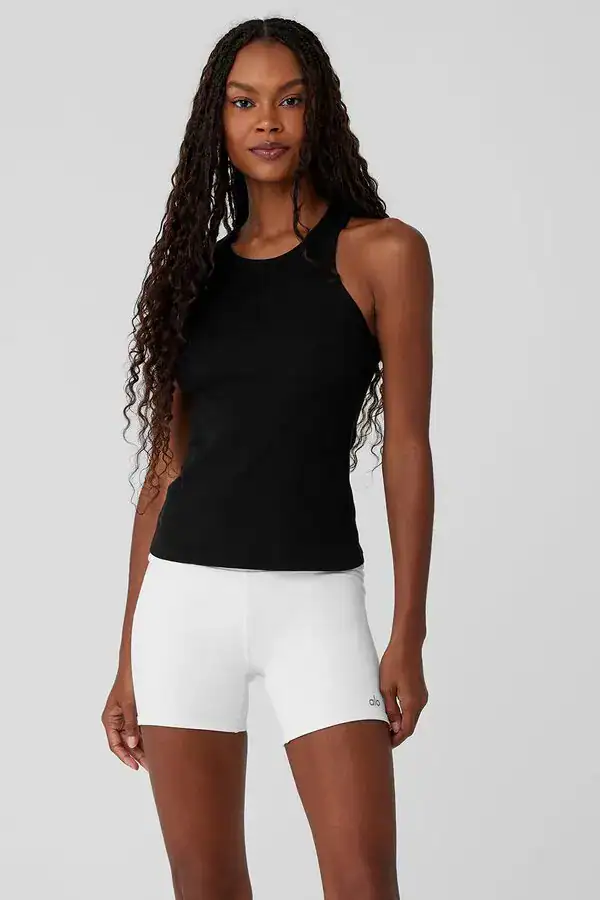 Alo Yoga Ribbed Devoted Tank Top In Black - 20% Off | Editorialist