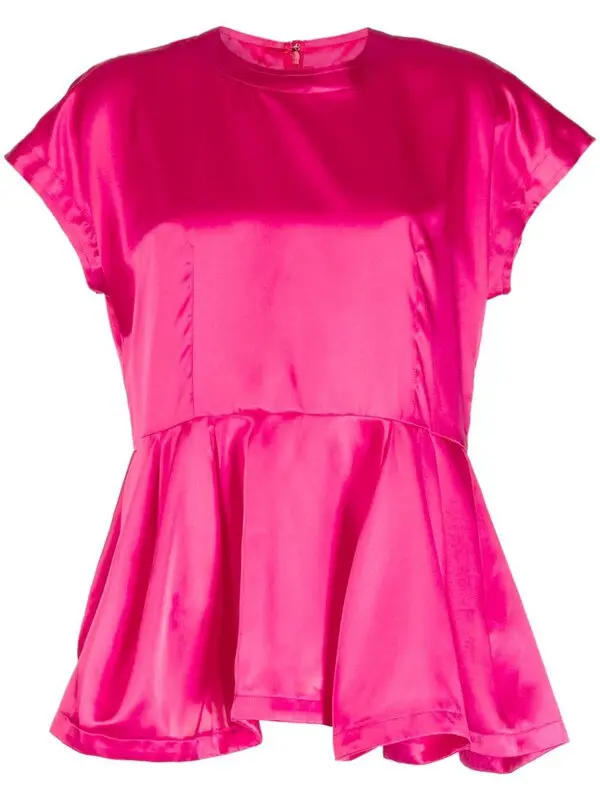 Comme Des Garçons Ruffle-hem Satin Blouse