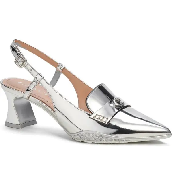Coach Nikola Metallic Slingback Pump - Silver | Editorialist