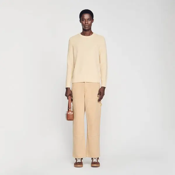 Sandro Fancy Knit Wool Sweater - Off White / Mastic