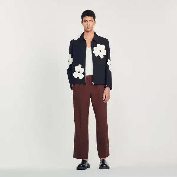 Sandro Jacket With Flower Motifs In Black - 30% Off | Editorialist