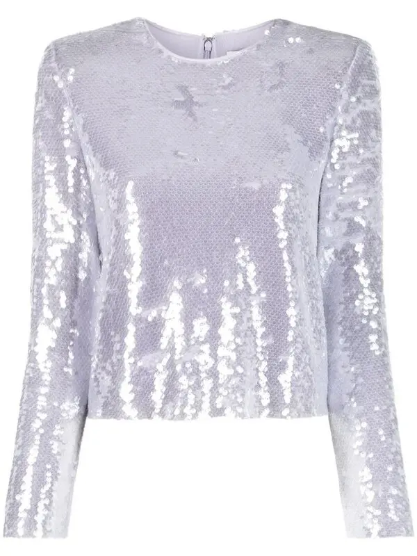 Self-Portrait Sequin Long-Sleeve Top In Purple 34% Off