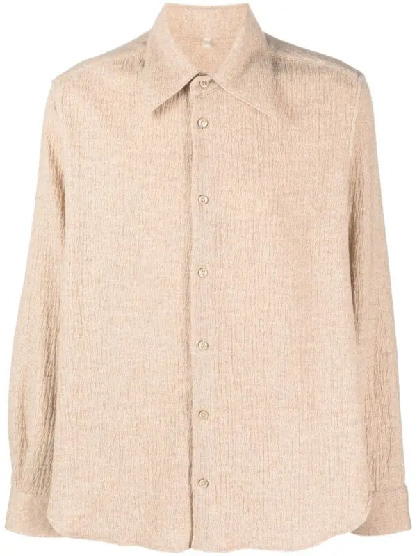 SUNFLOWER Crepe-texture Pointed-collar Shirt