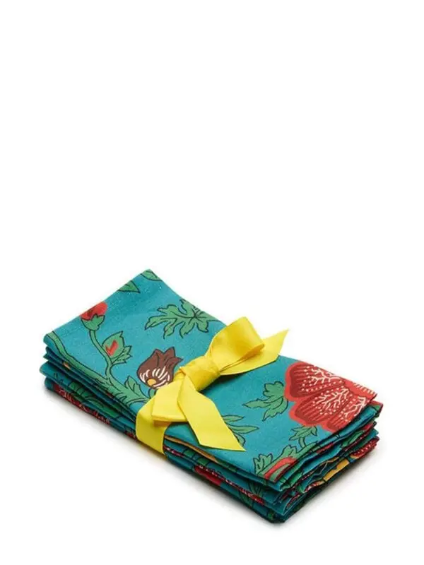 La DoubleJ Dragonfly-print Linen Napkins