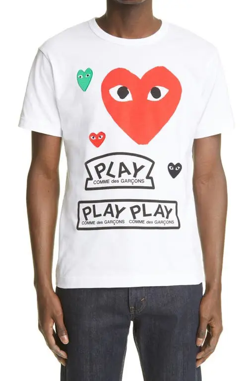 Play Comme Des Garcon Comme De Garçons Play Heart Face Graphic Tee