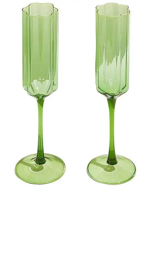 FAZEEK Wave Flutes Set Of 2 - Green