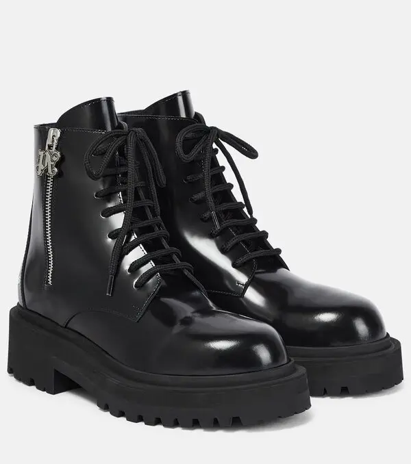 Palm Angels Leather Combat Boots