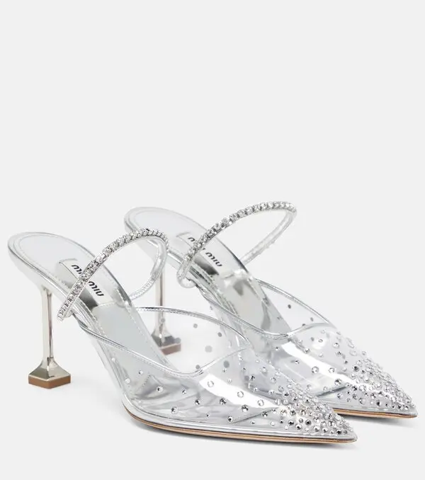 Miu Miu Crystal-embellished Mules