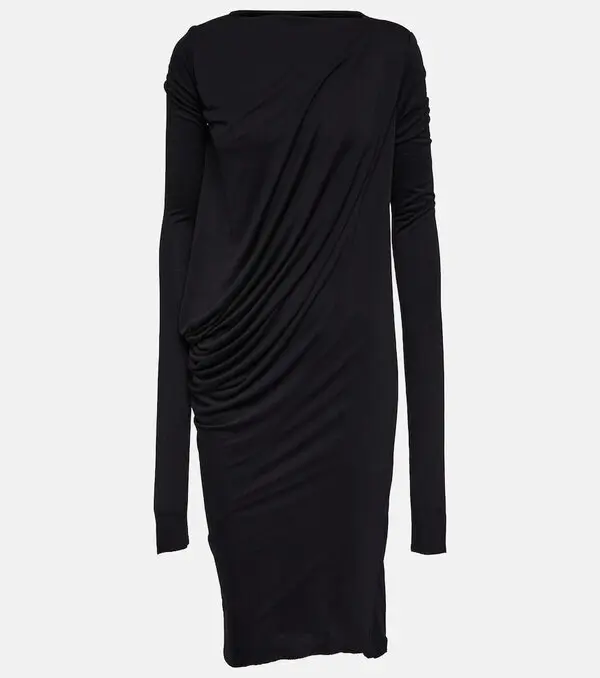 Rick Owens Draped Jersey Midi Dress