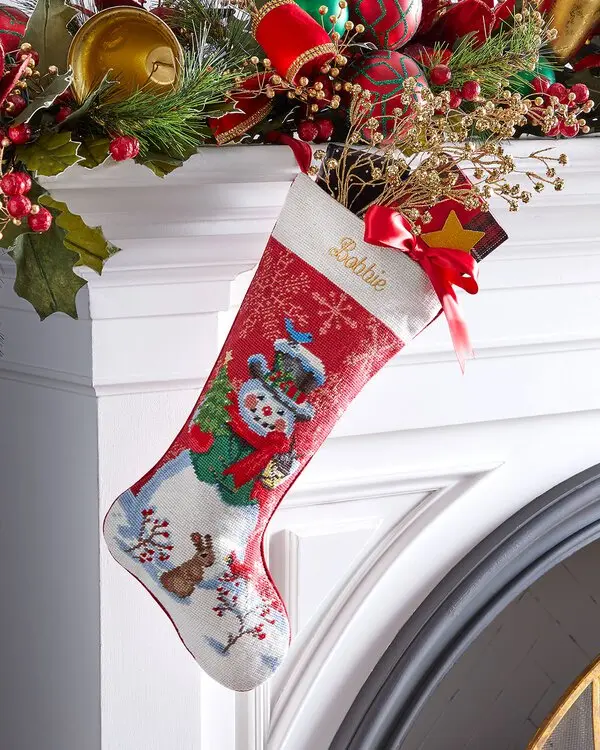 SFERRA Retro Snowman Stocking, Personalized