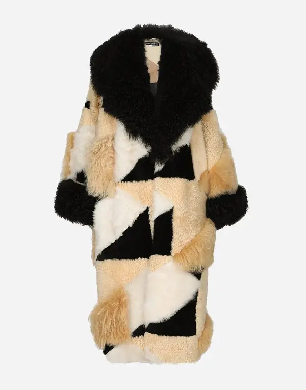 Dolce & Gabbana Long Patchwork Sheepskin Coat - Multicolor