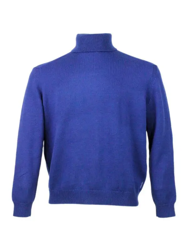 Armani Exchange Long-sleeved Wool Blend Turtleneck Sweater - Blue