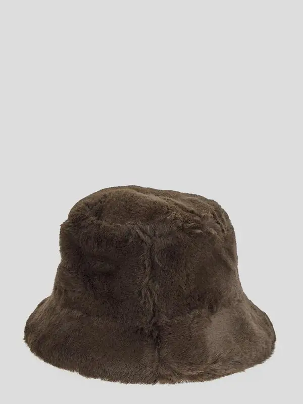 Buy STAND STUDIO Vera' Hat With Low Brim In Faux Fur - Ebonybrown At 33 ...