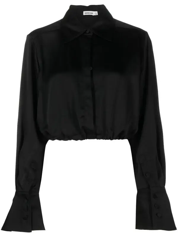 Simkhai Cropped Satin Shirt
