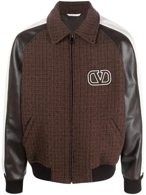 Valentino Garavani Tweed-panel Bomber Jacket