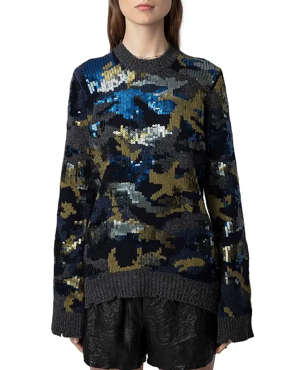Zadig&Voltaire Cosmy Camo Sequin Sweater - Ardoise