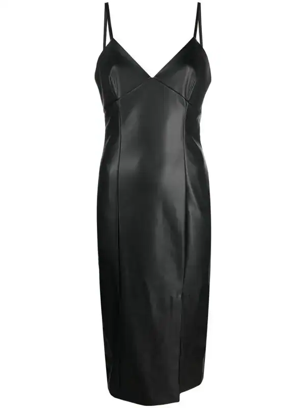 faux leather slip dress Time For Happy Hour Faux Leather Mini Dress main image 1