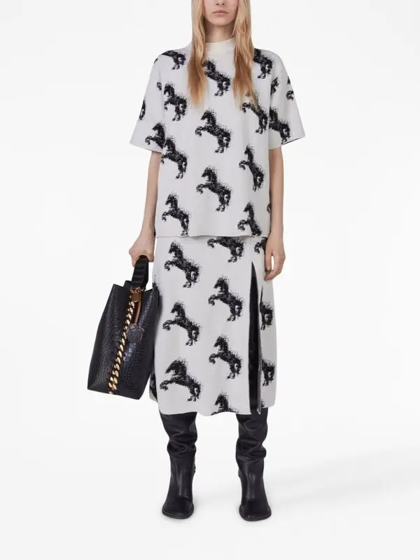 Stella McCartney Pixel Horse Jacquard Midi Skirt