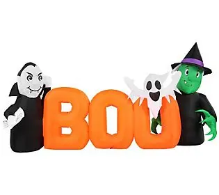 HAUNTED HILL FARM 6.5' Wide Pre-lit Inflatable Boo Sign