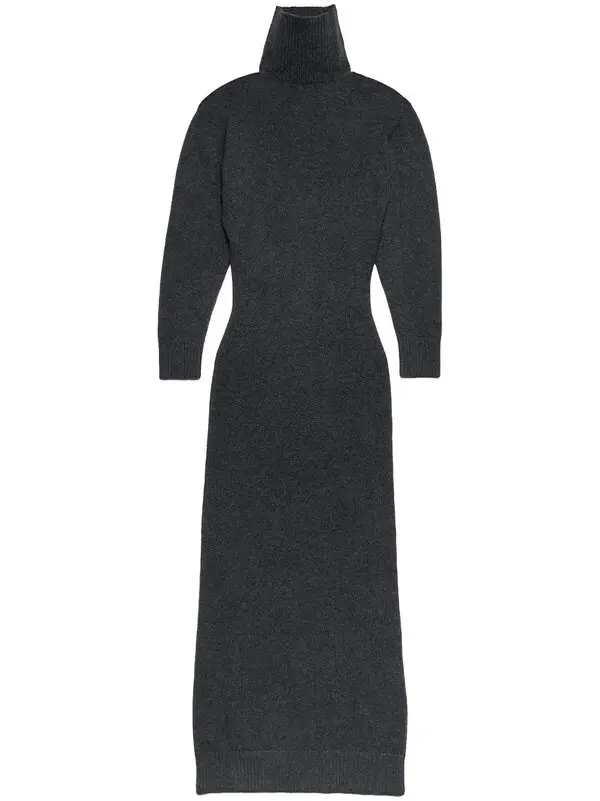 Ami Elbow-patch Knitted Maxi Dress - Grey