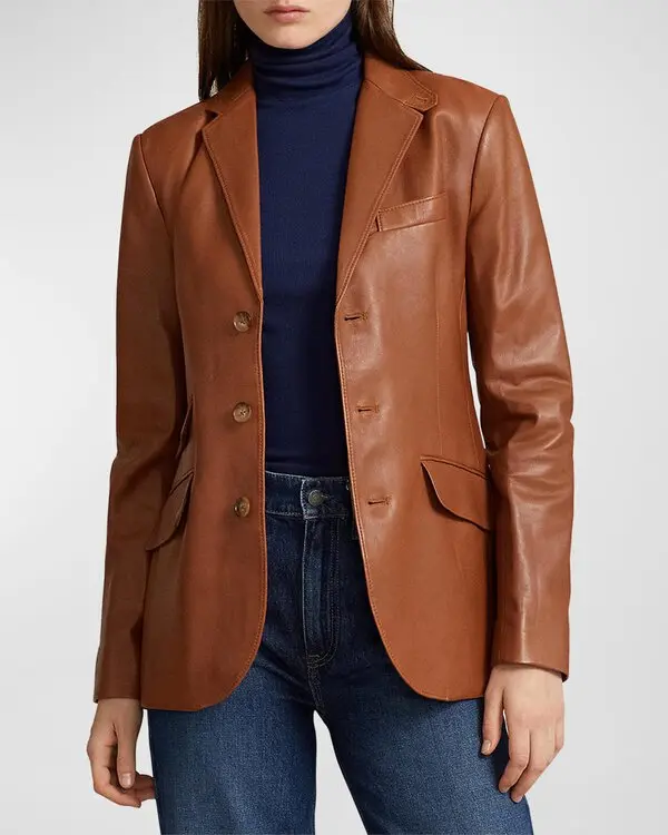 Ralph Lauren Lambskin Hacking Blazer - Saddle