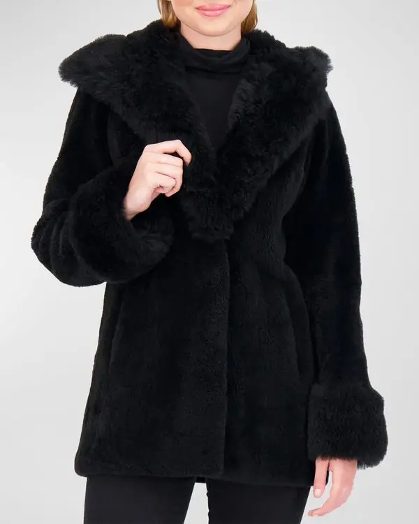 Gorski Cashmere Goat Fur Parka Jacket With Cashmere Goat Hood Trim And ...