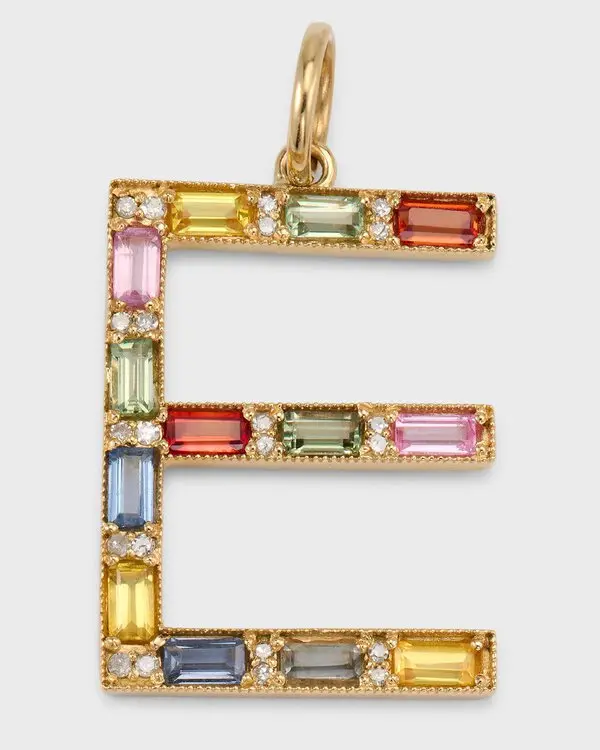 KASTEL JEWELRY Initial E Pendant With Sapphires And Diamonds