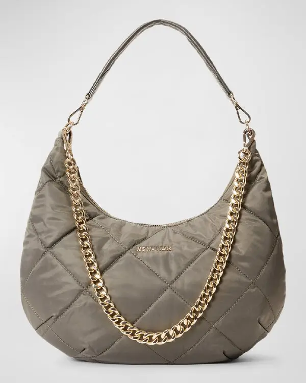 Mz Wallace Madison Quilted Shoulder Bag - Medium Grey
