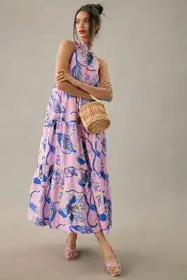 topshop hibiscus halter midi dress Rent Topshop Wrap Detail Midi Dress In Floral Print main image 1