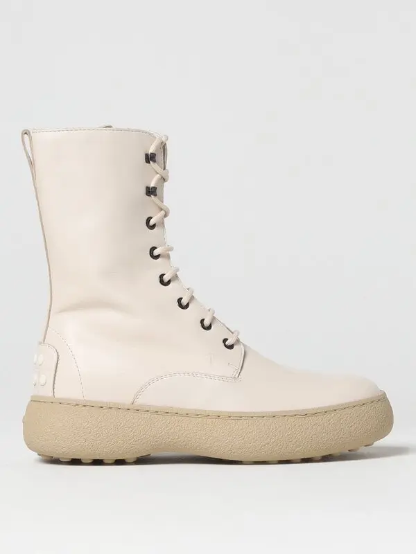 TOD'S Leather Ankle Boots - Cream