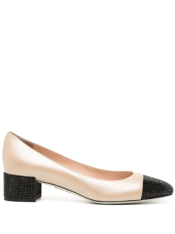Rene Caovilla 40mm Rhinestone-embellished Leather Pumps - Brown