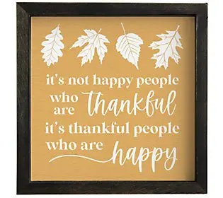 SINCERE SURROUNDINGS 10' Thankful Happy Gold Ru Stic Framed Art
