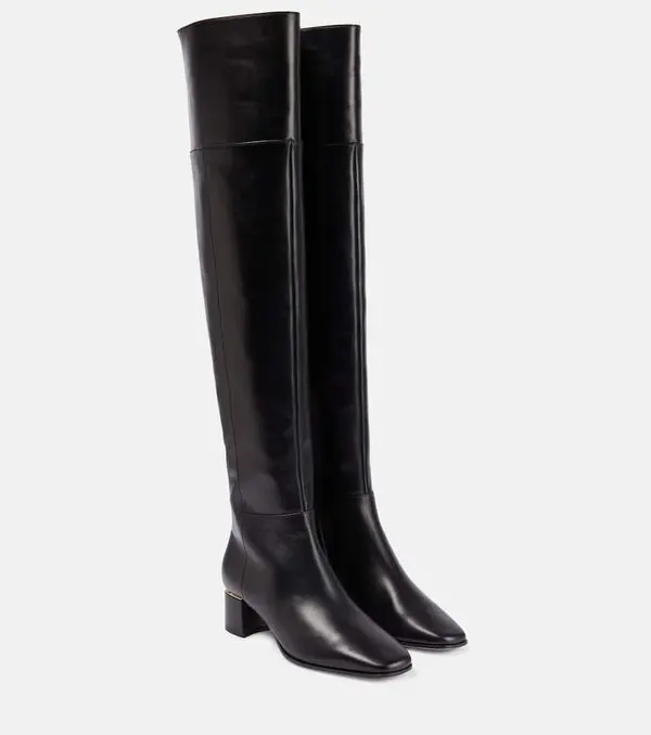 JIMMY CHOO Loren 45 Over-the-knee Leather Boots - Black