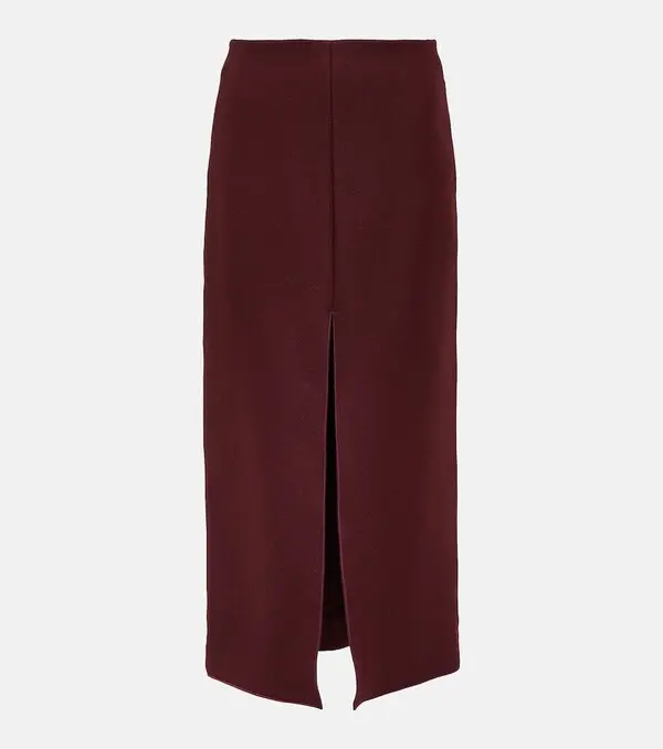 Patou Front-slit Midi Skirt - Red
